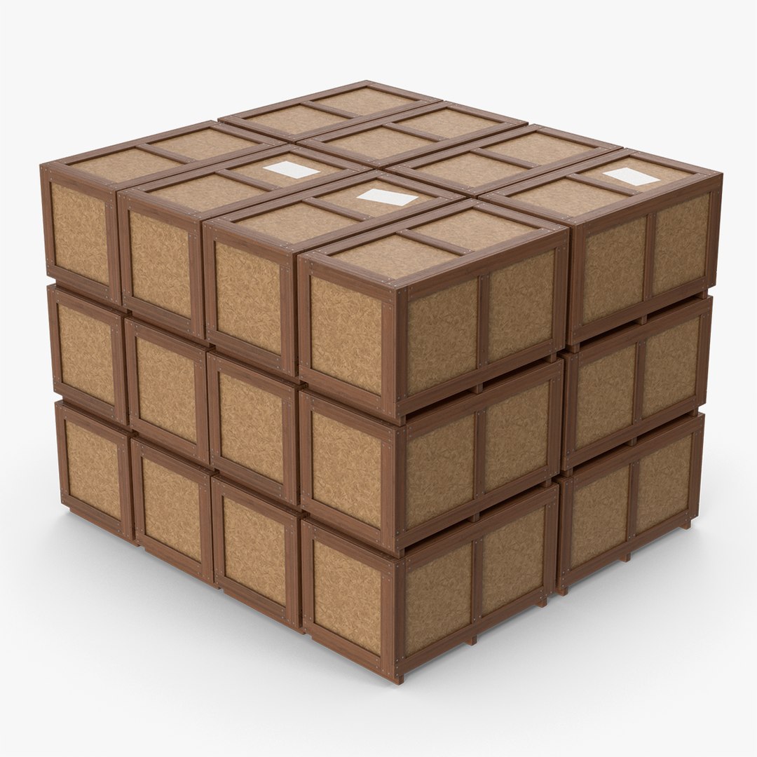 modelo 3d Wooden Crate Boxes Stack - TurboSquid 1994935