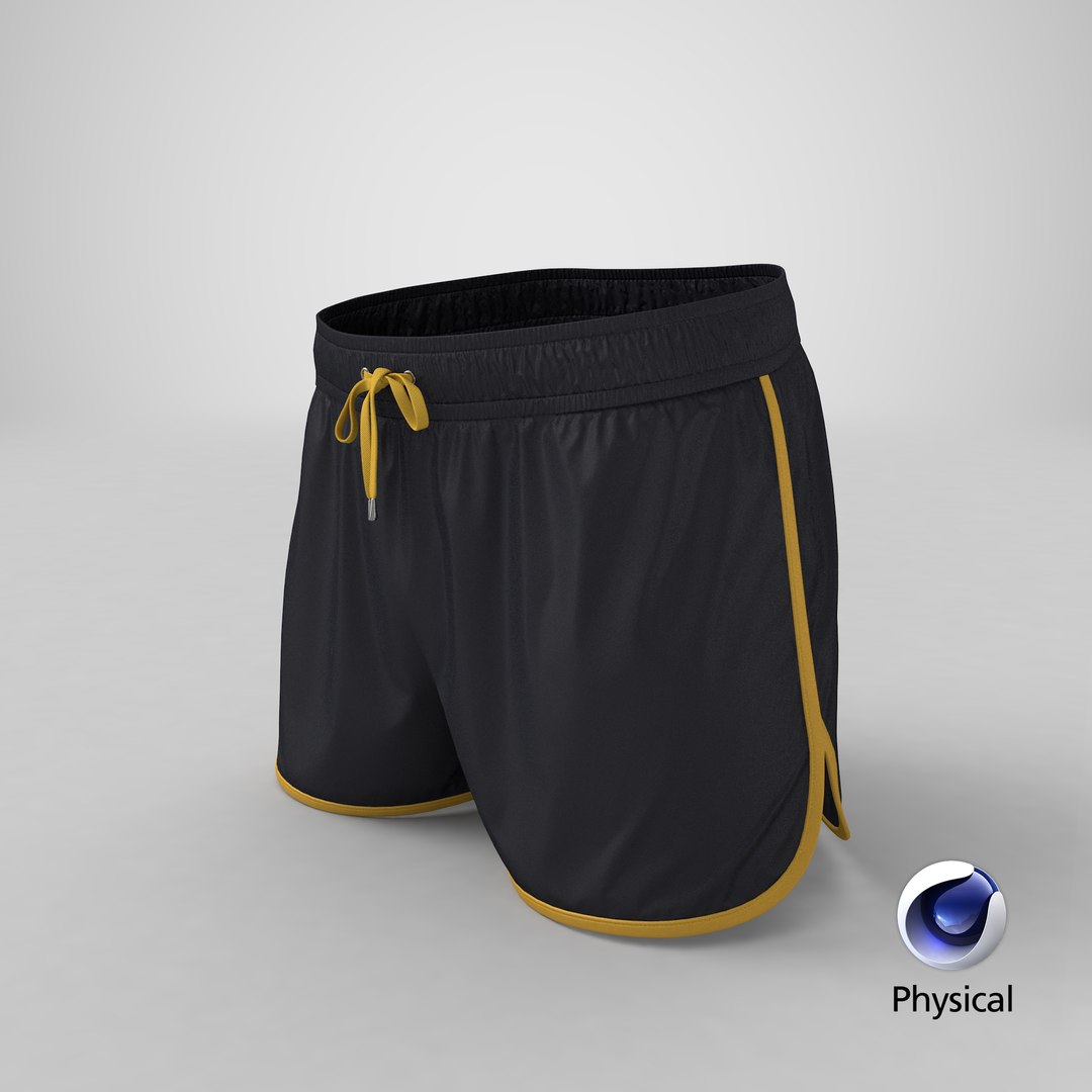 Male Shorts 2v Black PBR 3D Model - TurboSquid 2053273
