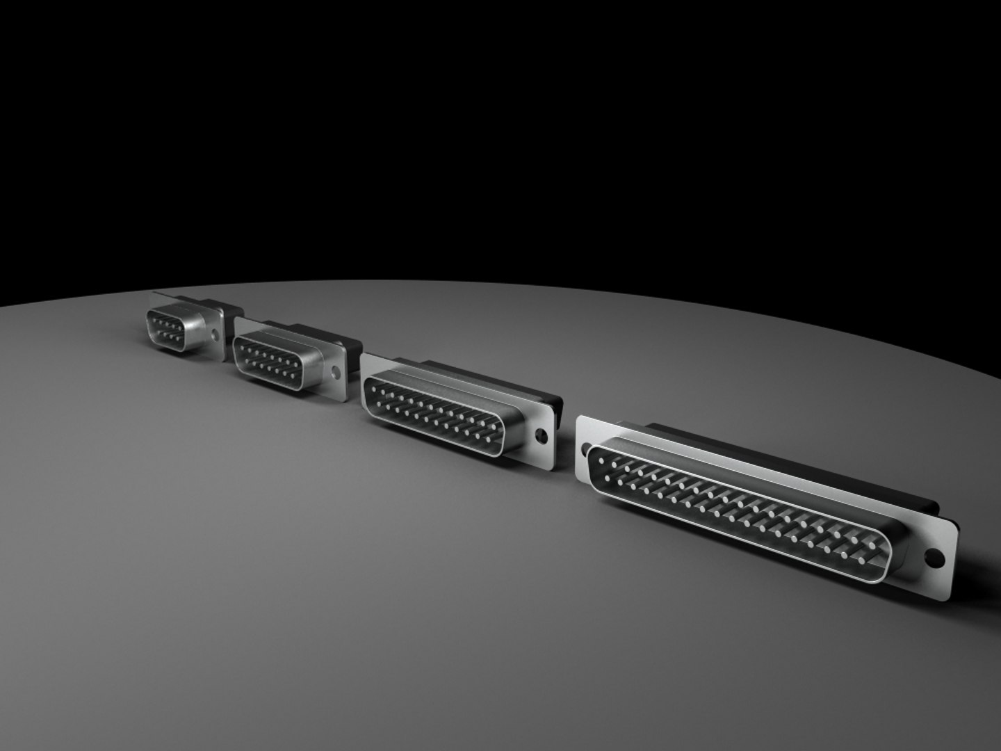 3d d-sub male crimp components
