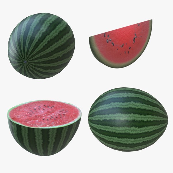 modelo 3d Set Of Low Poly Watermelons - TurboSquid 2074744