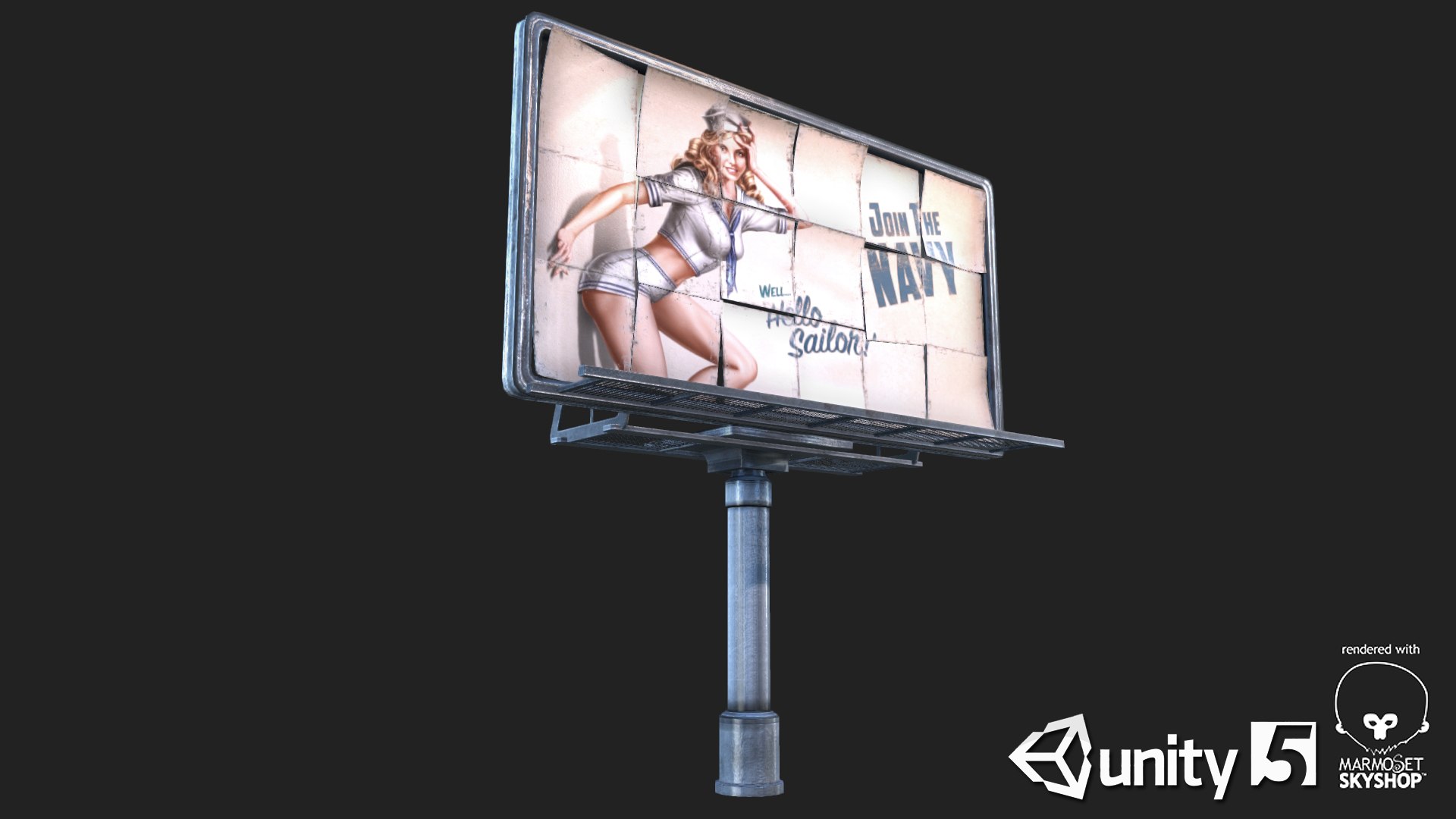 3d big steel billboards model