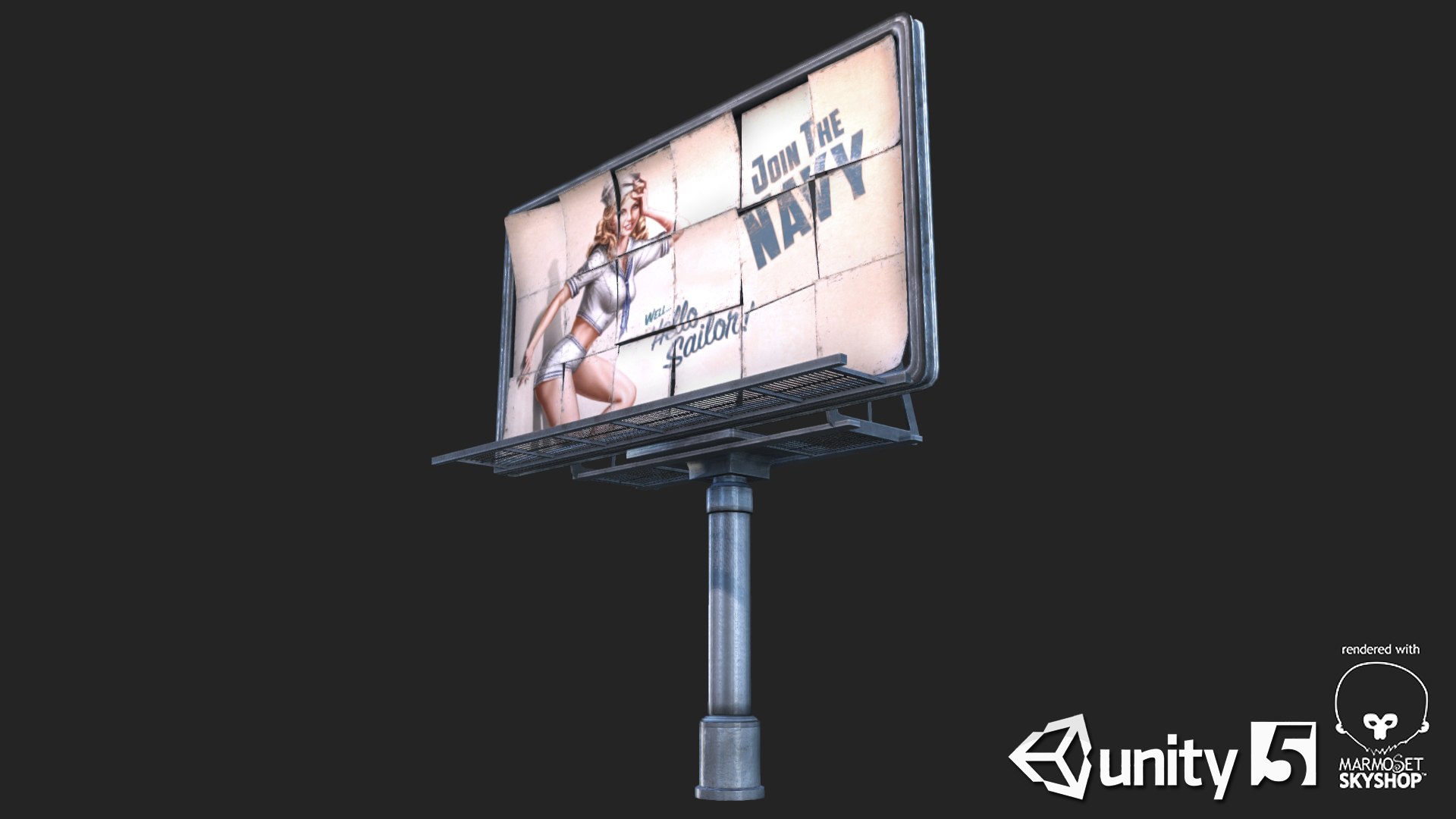 3d big steel billboards model