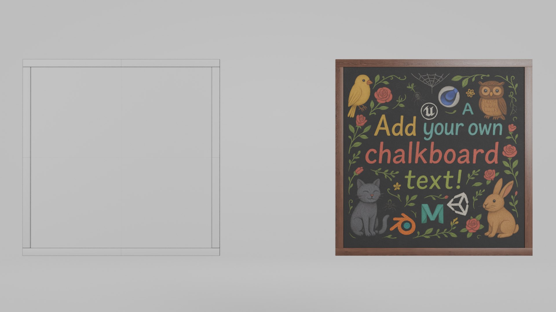 3D Model Wall-Mounted Blackboard - Standard Style Set - TurboSquid 2407793
