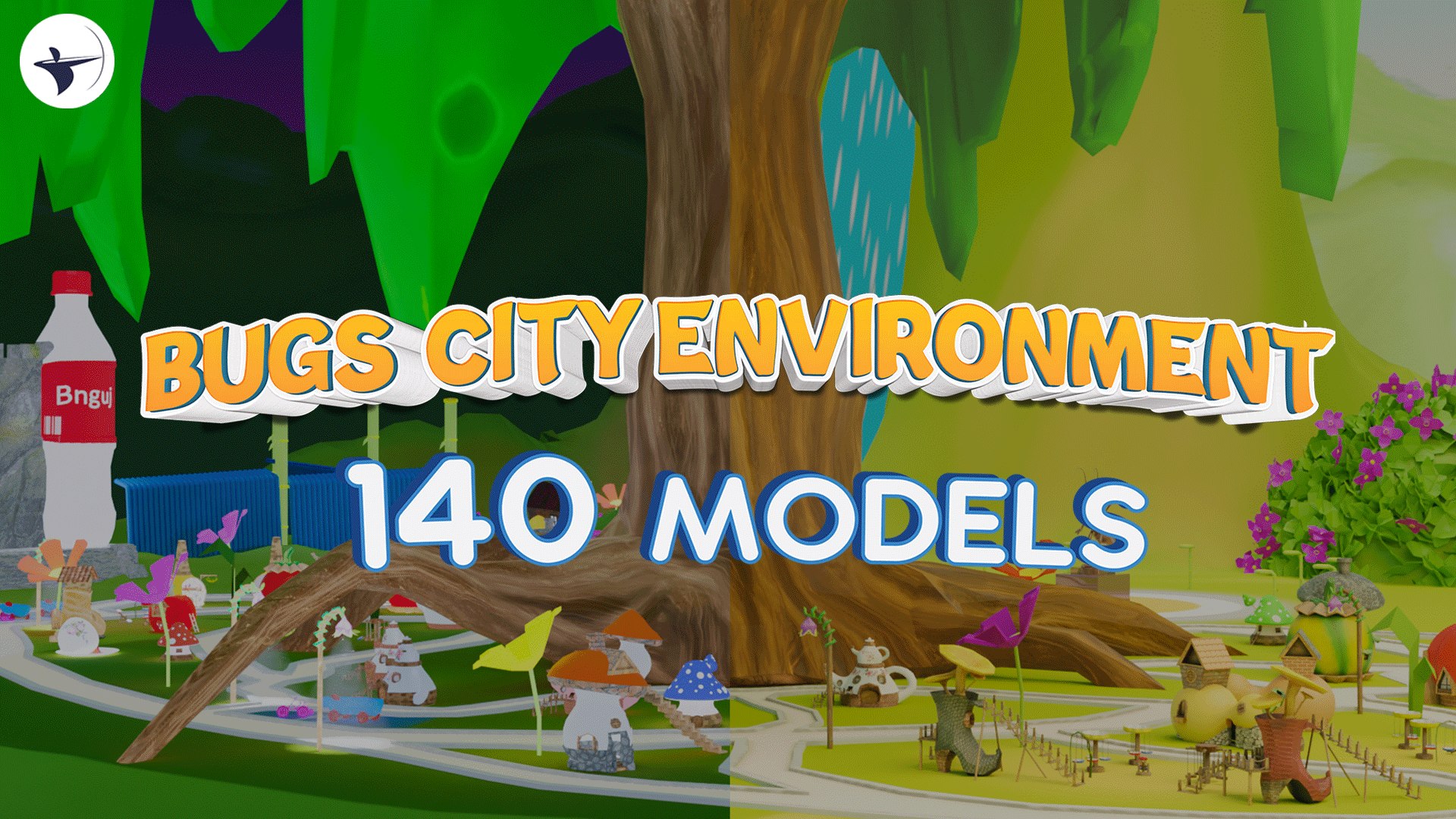 Bugs City Low Poly Toon Town Stylized Cartoon Full Pack 3D Model ...