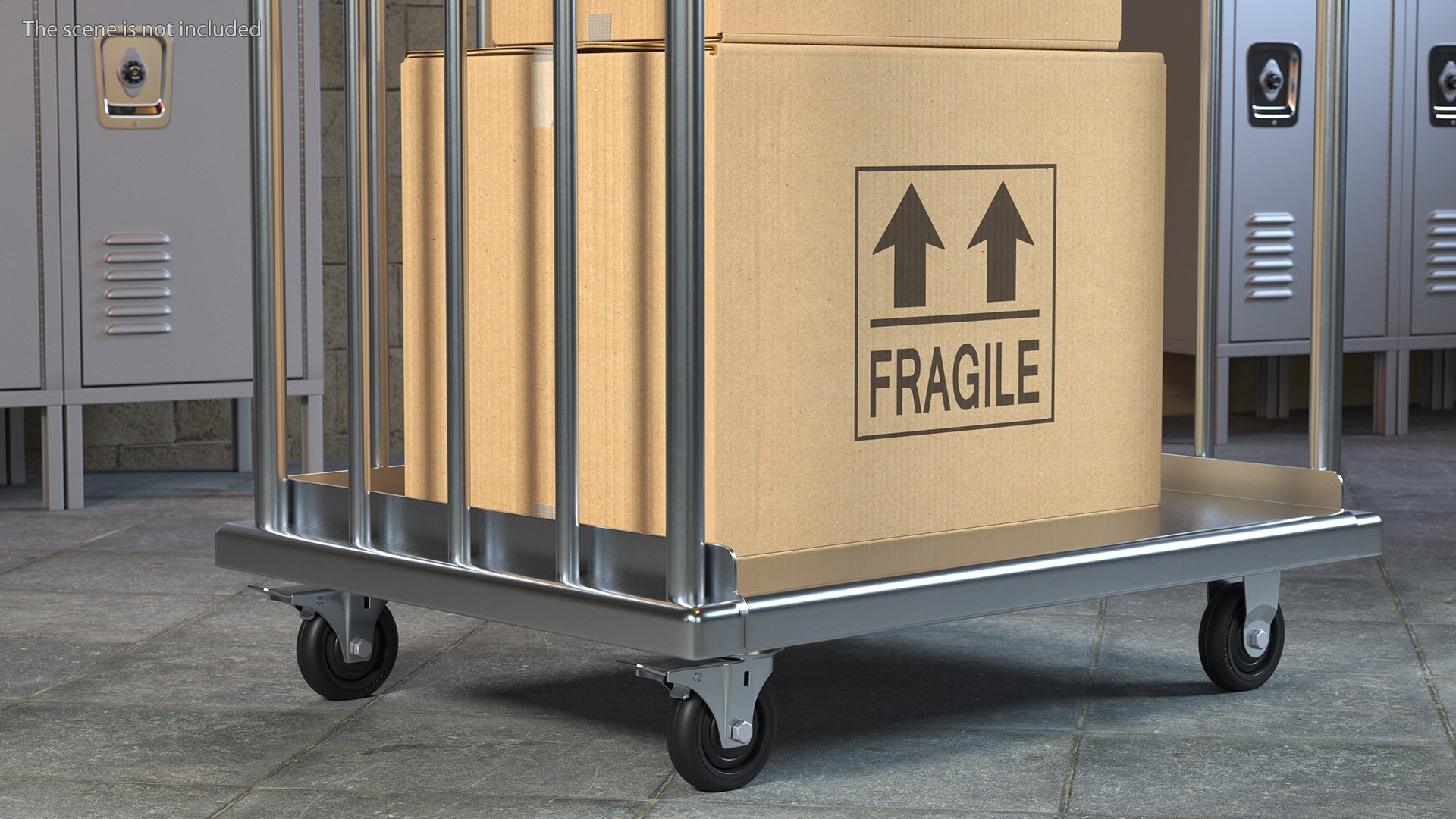 3D Trolley Platform High Railing with Cardboard Boxes - TurboSquid 1888646