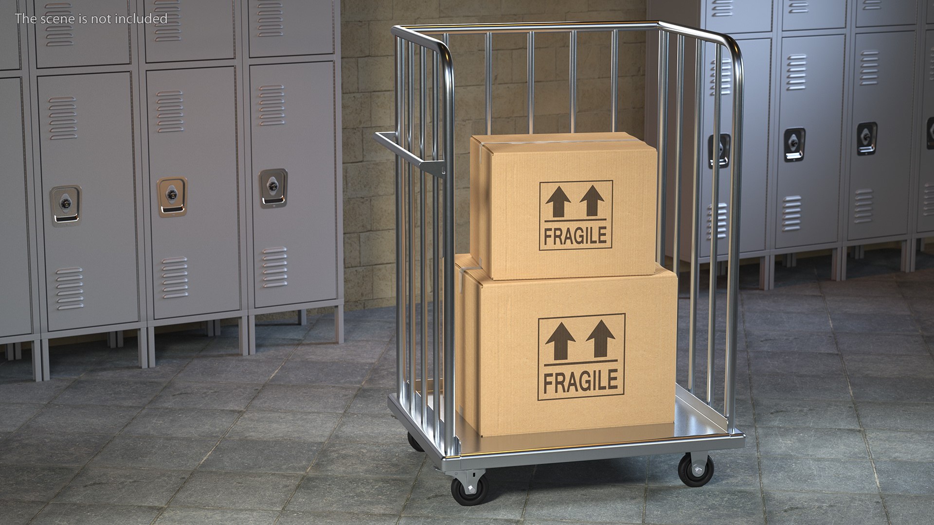 3D Trolley Platform High Railing with Cardboard Boxes - TurboSquid 1888646