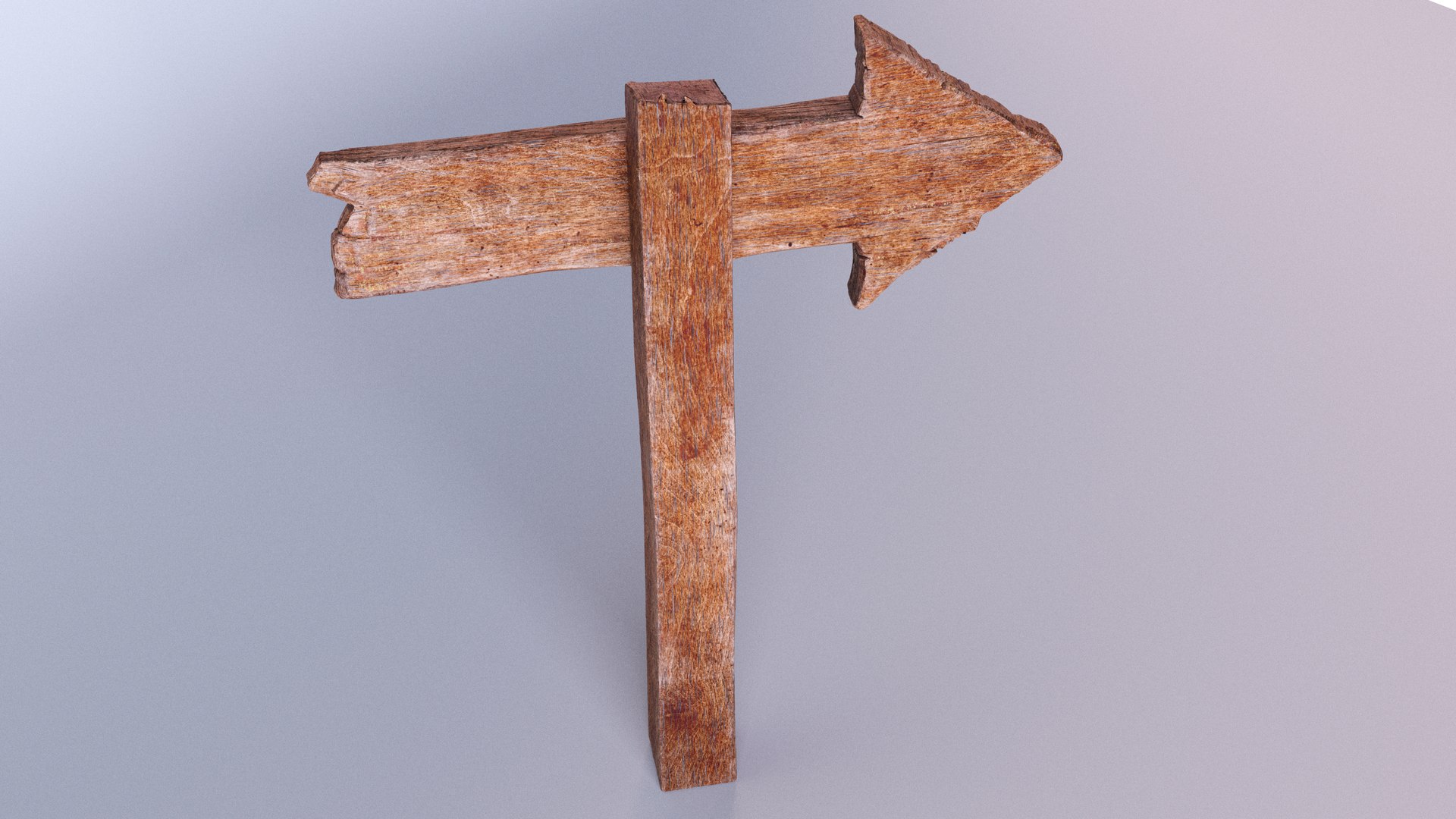 3D Aged Wooden Arrow Signpost model - TurboSquid 2112376