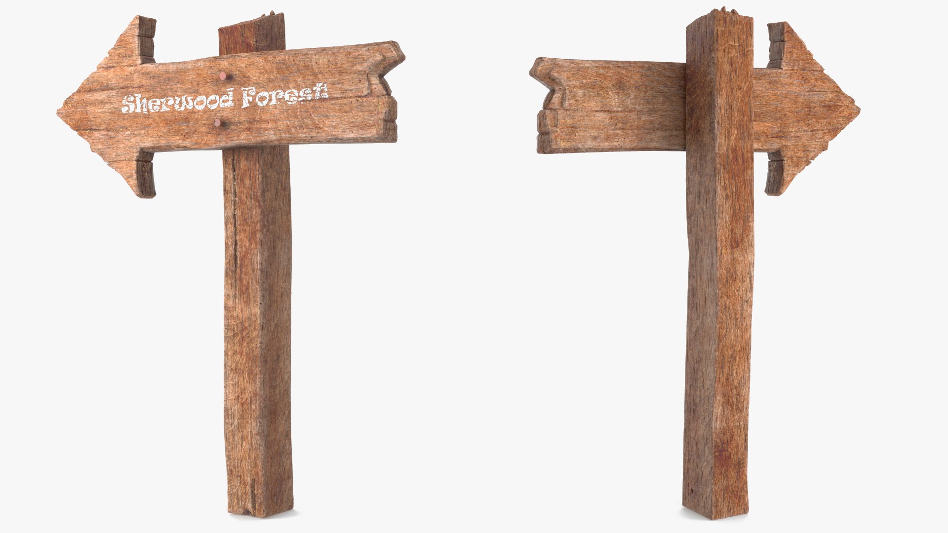 3D Aged Wooden Arrow Signpost model - TurboSquid 2112376