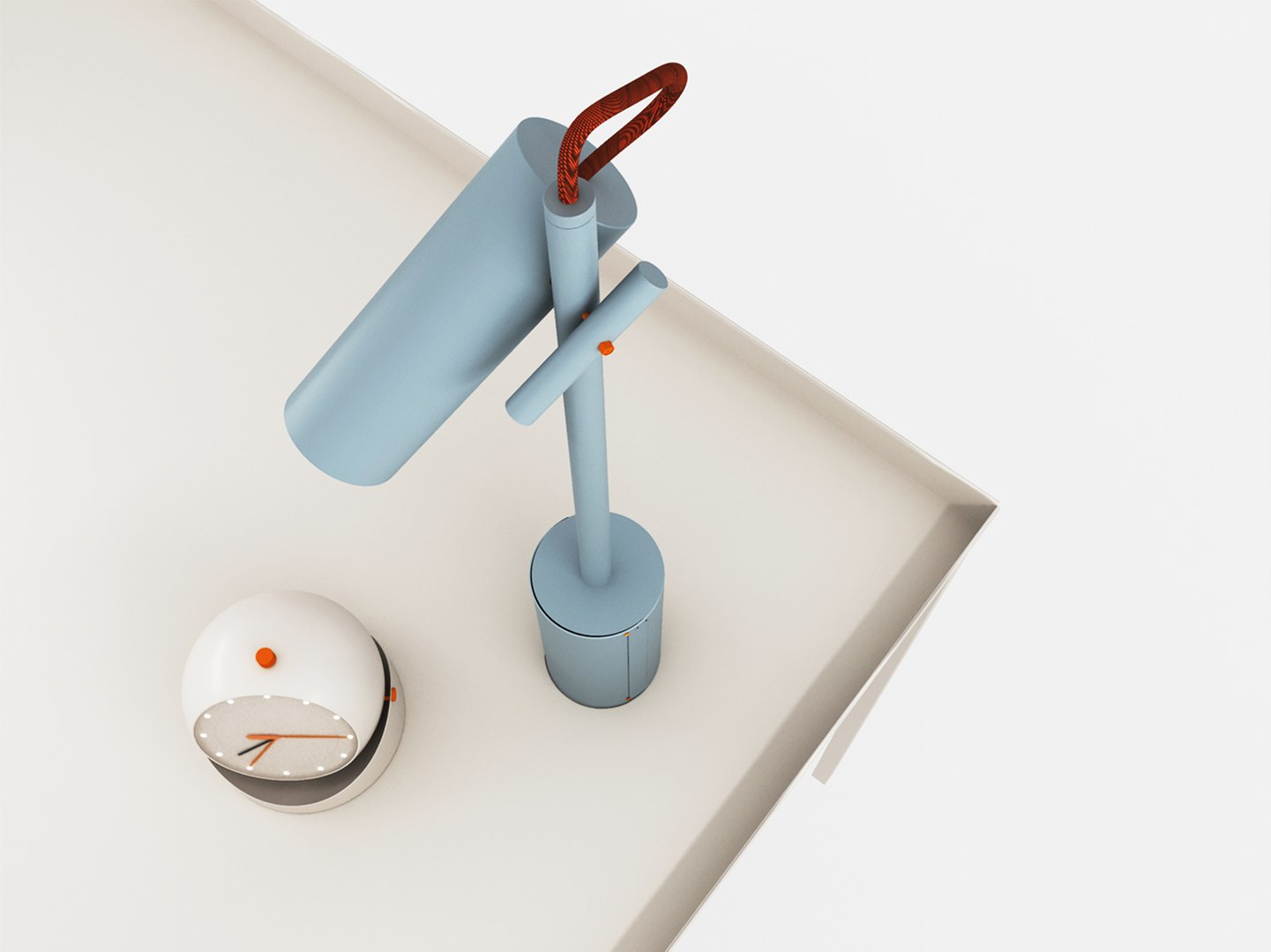 3D Deskrisk Table Lamp And Clock Set Model - TurboSquid 2380708