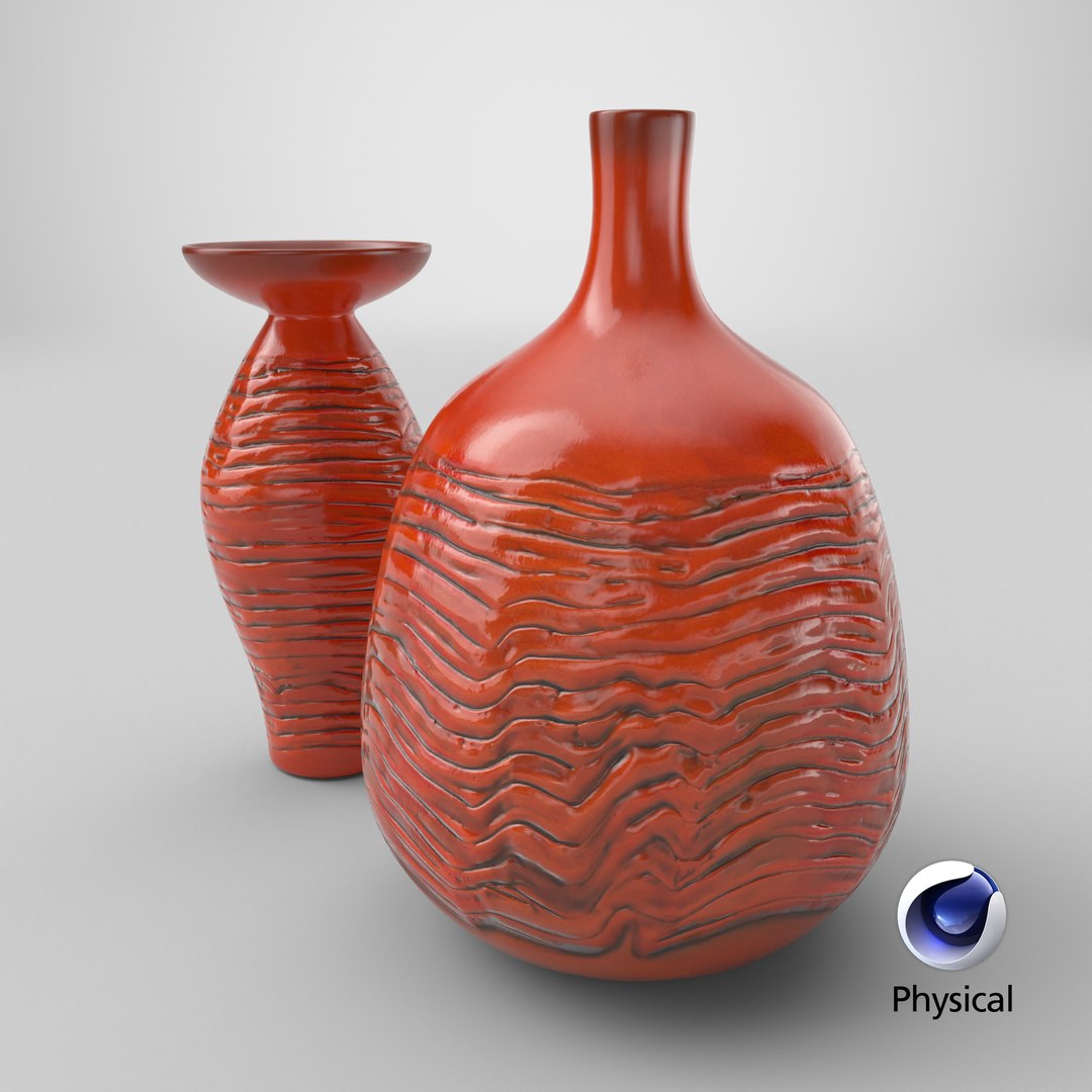 3D Two Vases Orange - TurboSquid 2284965
