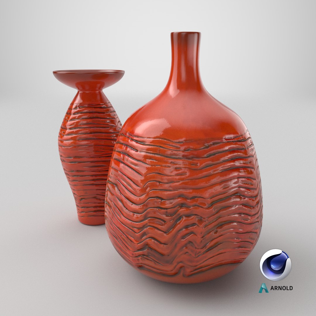 3D Two Vases Orange - TurboSquid 2284965
