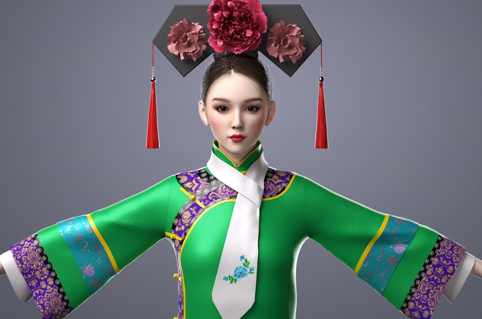 3D Princess Qing Dynasty Chinese Girl Model - TurboSquid 1743423