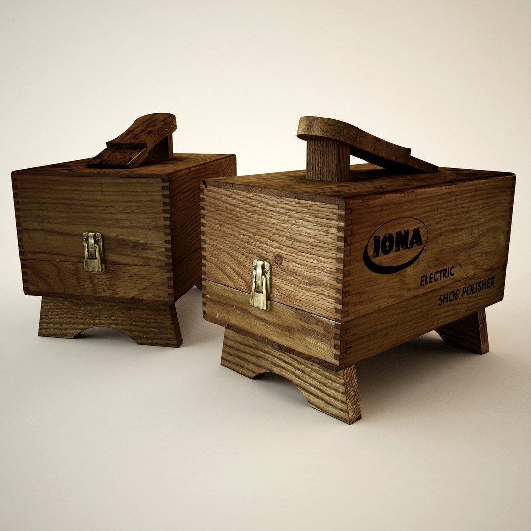 3d model antique shoe cleaning box