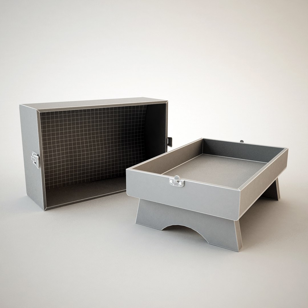 3d model antique shoe cleaning box