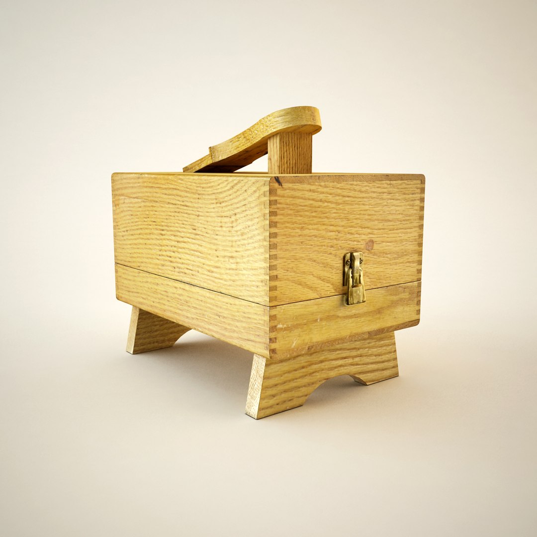 3d model antique shoe cleaning box