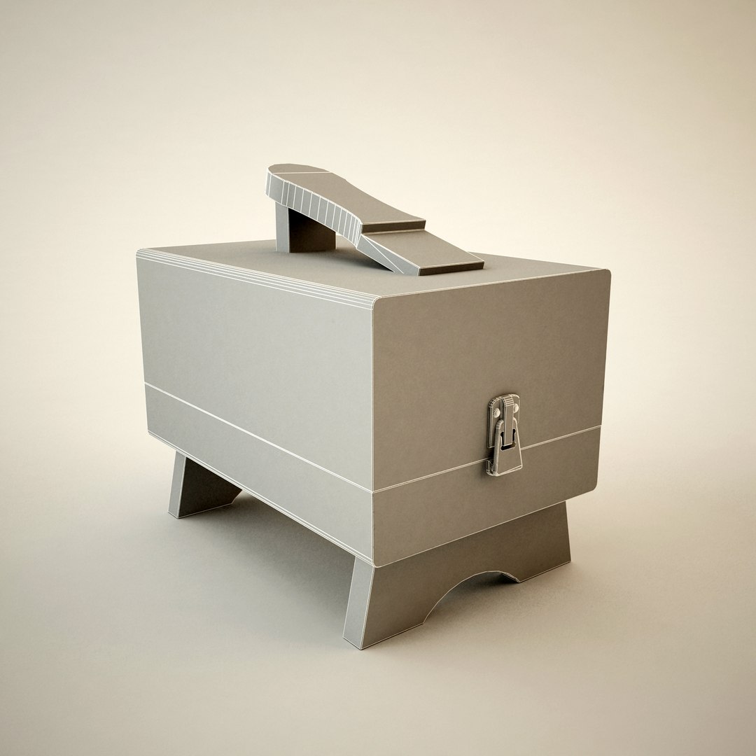 3d model antique shoe cleaning box