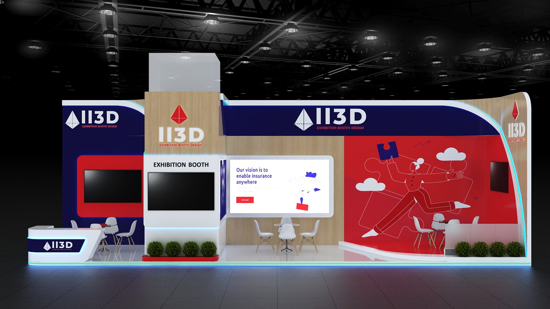 Exhibition Stand Stall Two Side Open 12X3 3D Model - TurboSquid 2163191