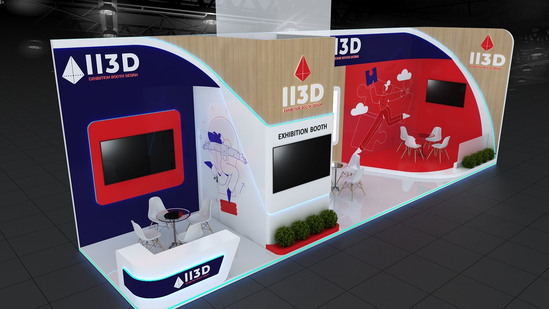 Exhibition Stand Stall Two Side Open 12X3 3D Model - TurboSquid 2163191