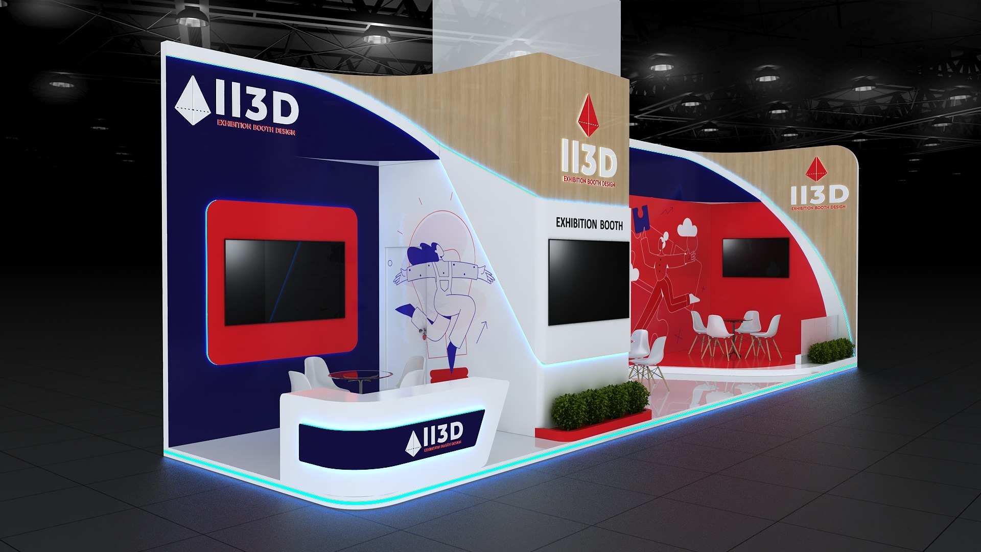 Exhibition Stand Stall Two Side Open 12X3 3D Model - TurboSquid 2163191