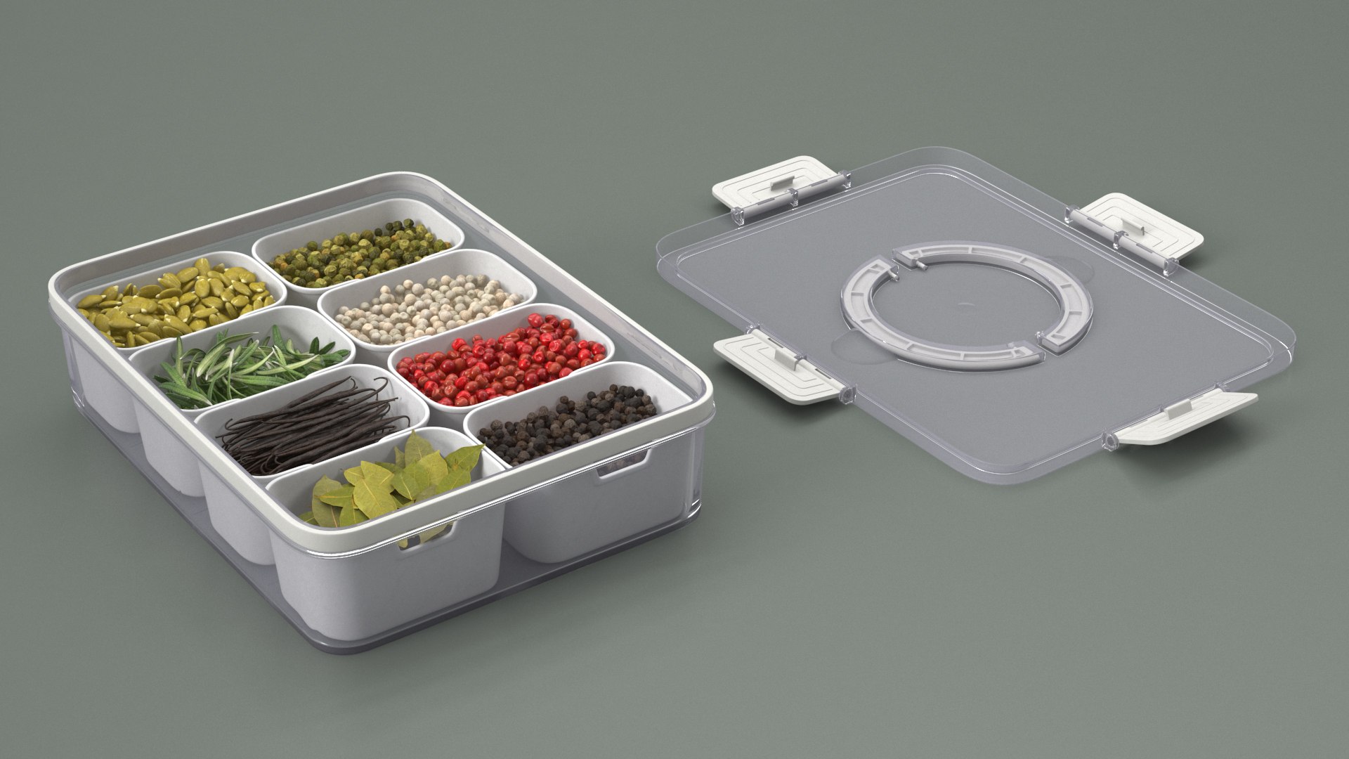 3D Container With Dividers For Storing Spices Model - TurboSquid 2431420