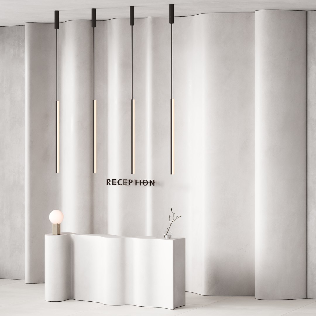 3D Model 379 Office Furniture 17 Reception Desk 12 Double Wave With ...