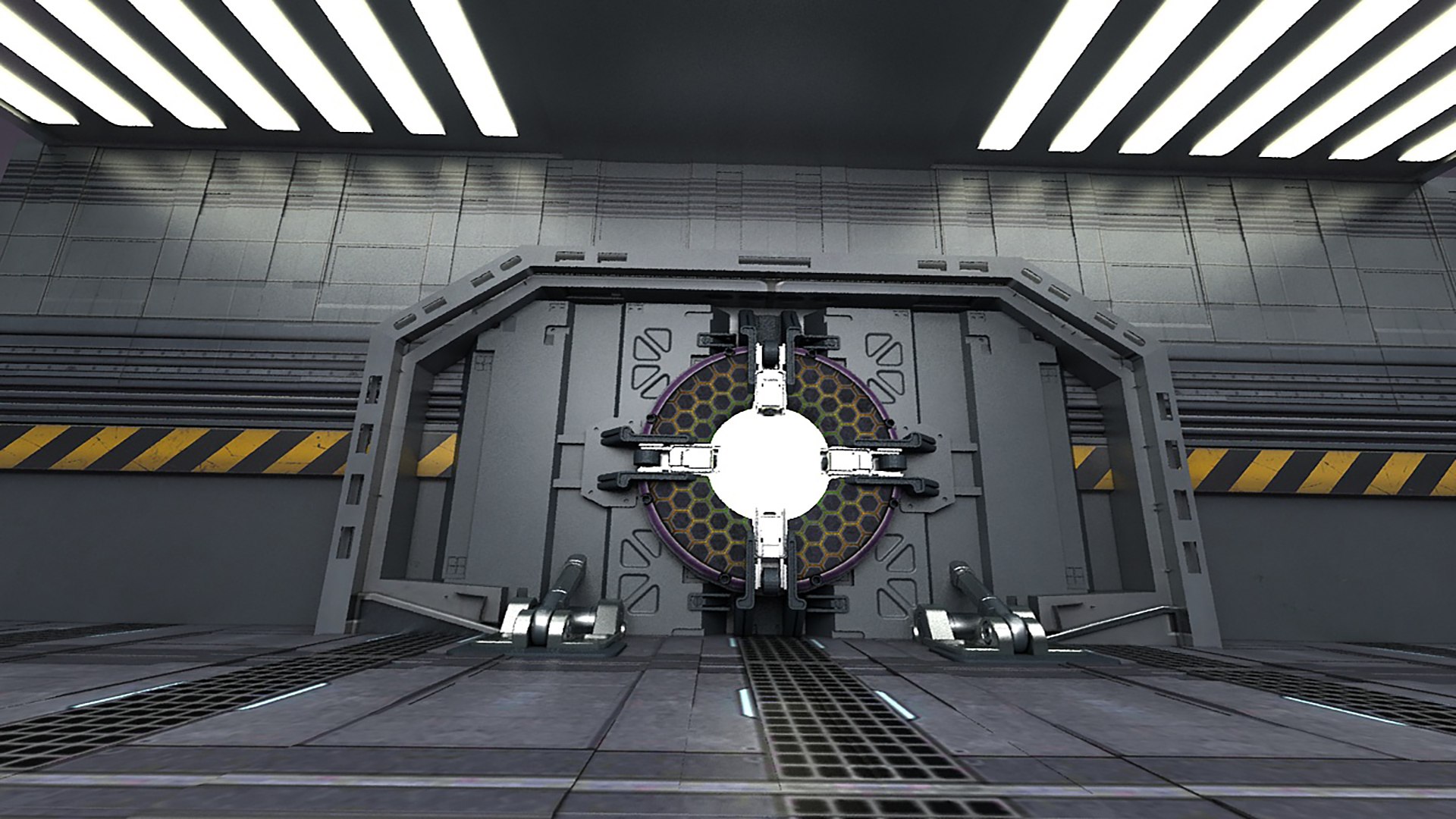 3D Science-fiction Gates space corridors mechanical models model ...