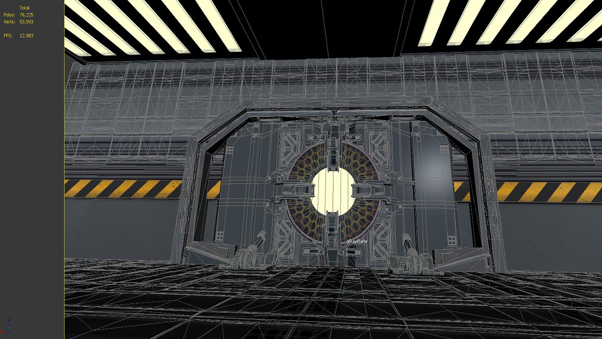 3D Science-fiction Gates space corridors mechanical models model ...