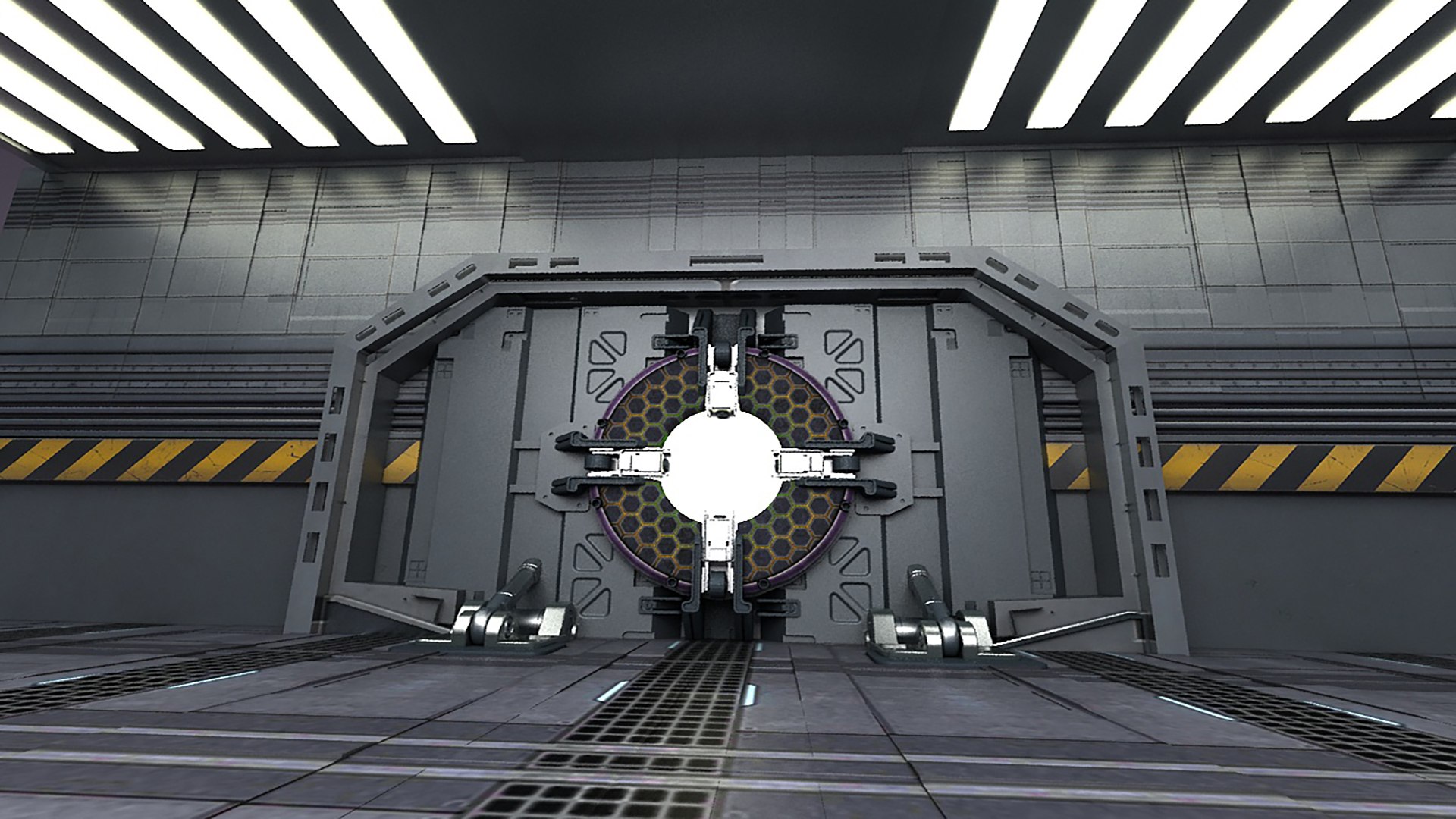 3D Science-fiction Gates space corridors mechanical models model ...