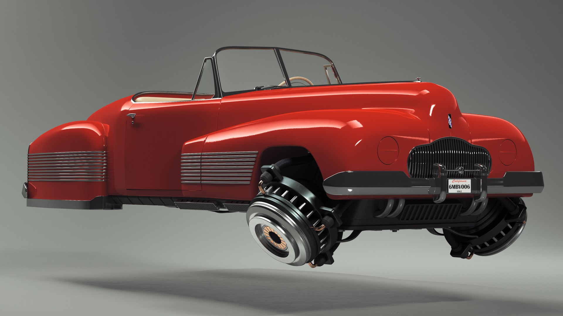 New Retro Futuristic Hovercar Red model - TurboSquid 2092682