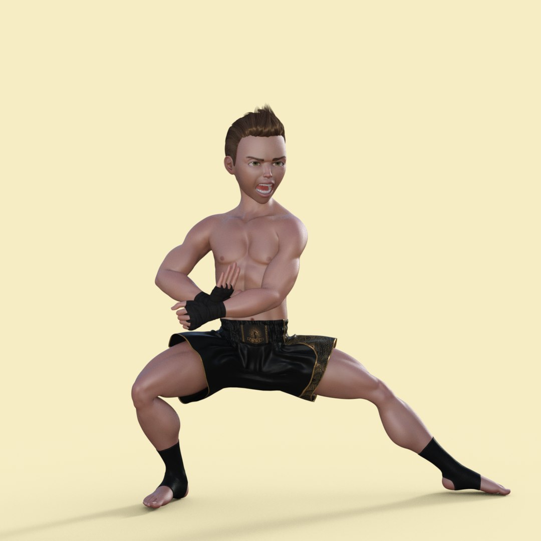 Cartoon Fighter Man Rigged 3D model - TurboSquid 1974064