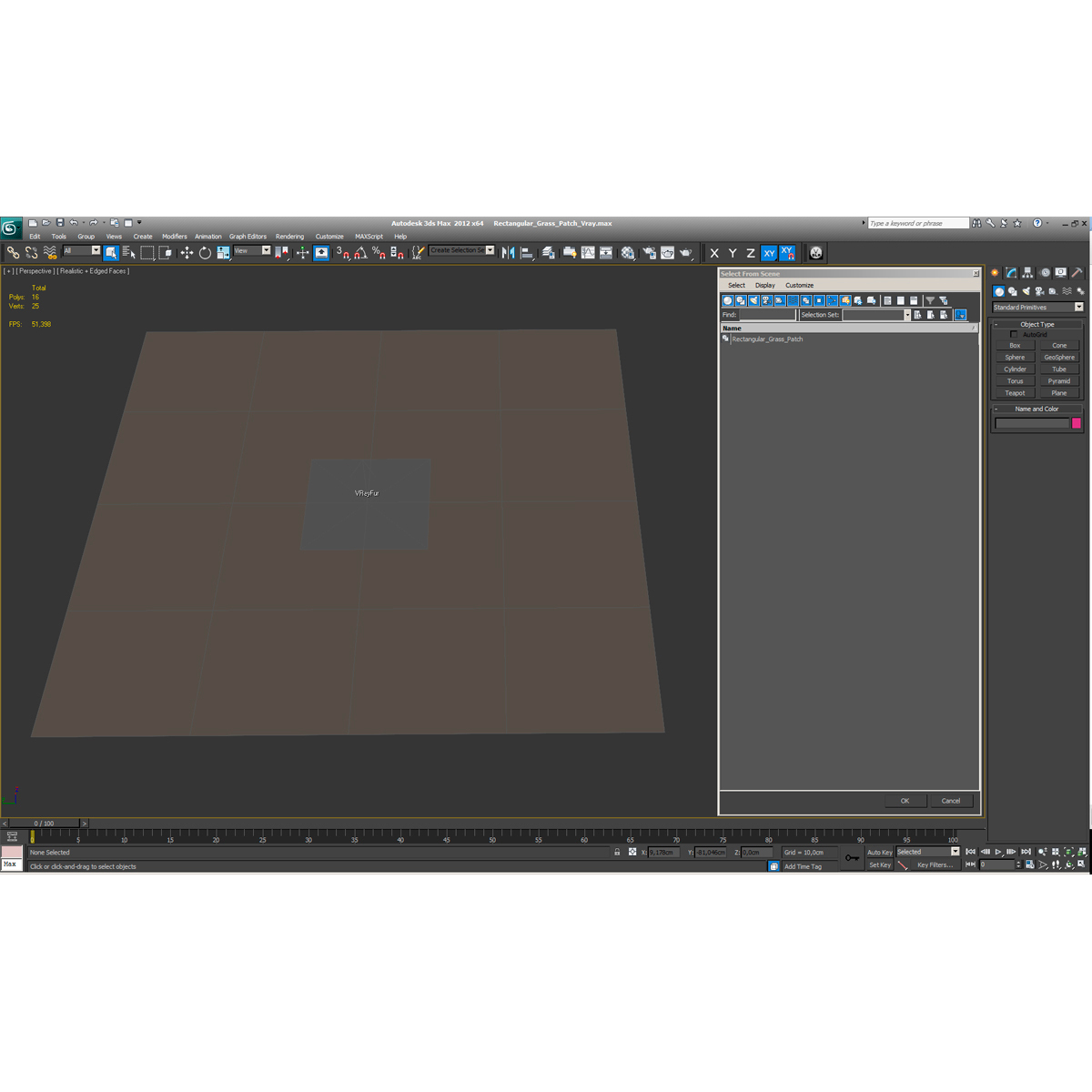 3d rectangular grass patch