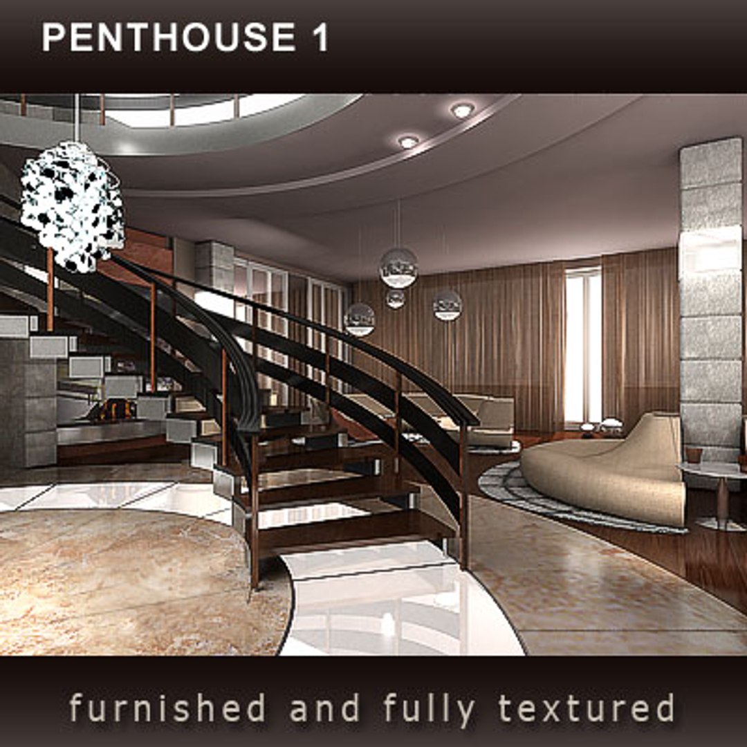 Penthouse Living Room 3d Model