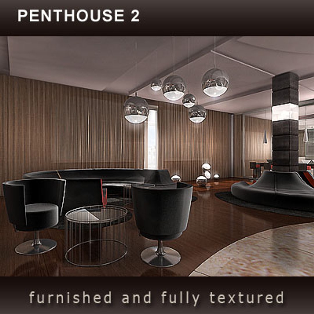 Penthouse Living Room 3d Model