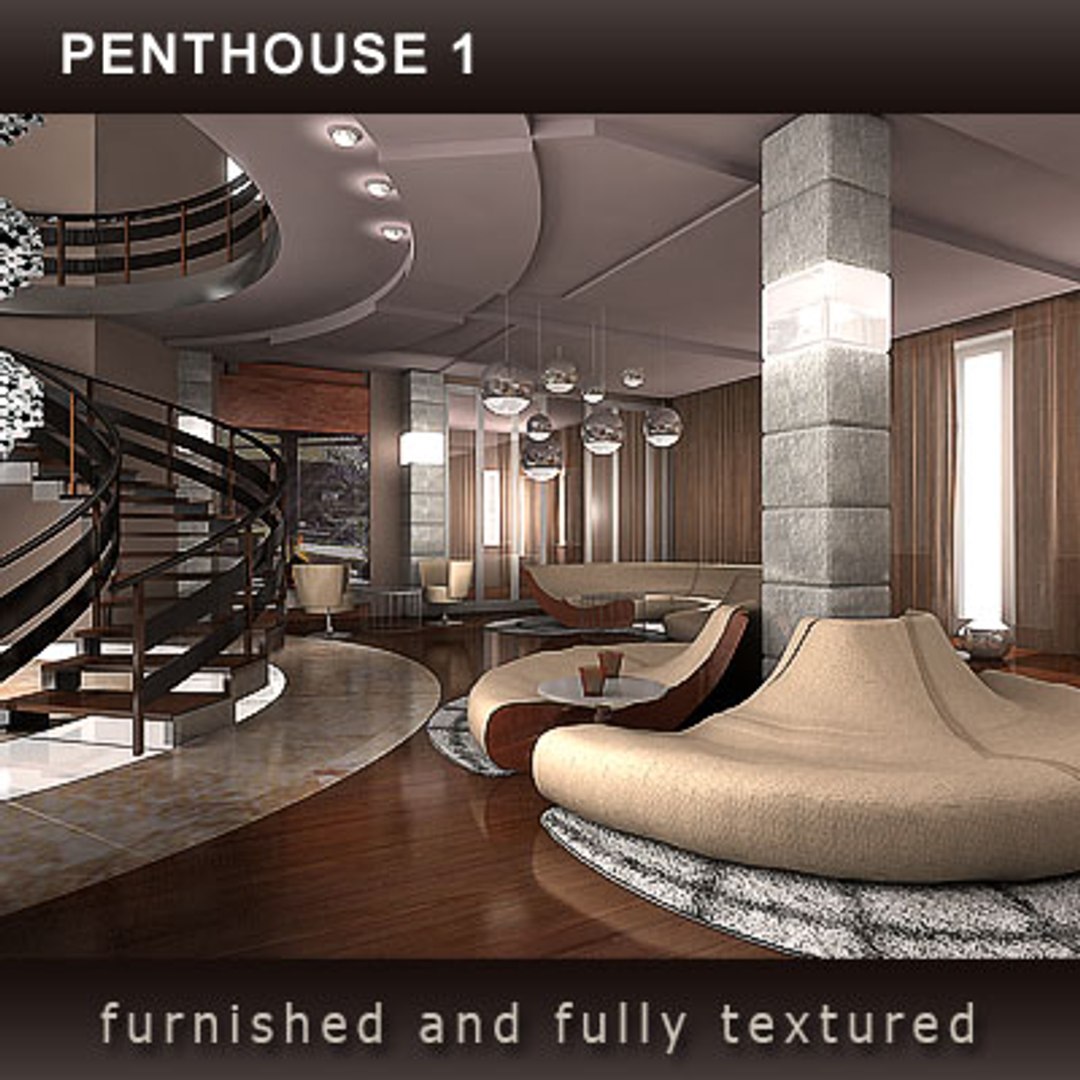 Penthouse Living Room 3d Model