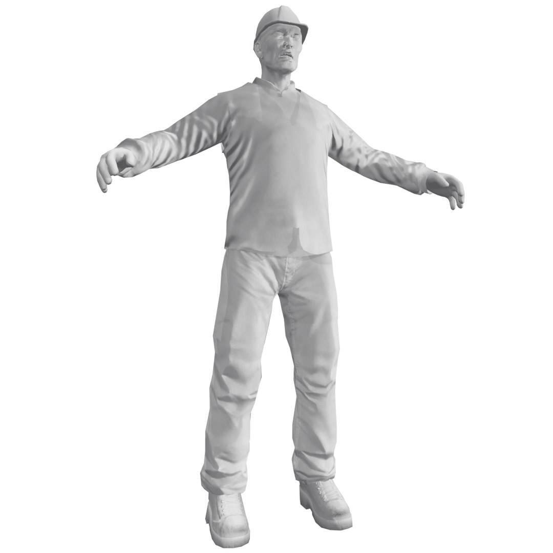 3d Worker Zombie Model