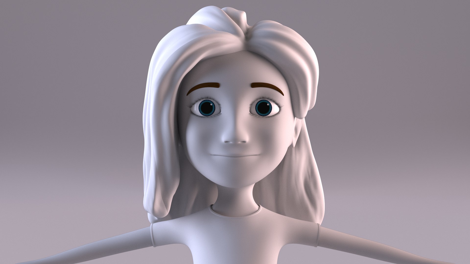 3D Cartoon Girl - No Rig Model - TurboSquid 2179374