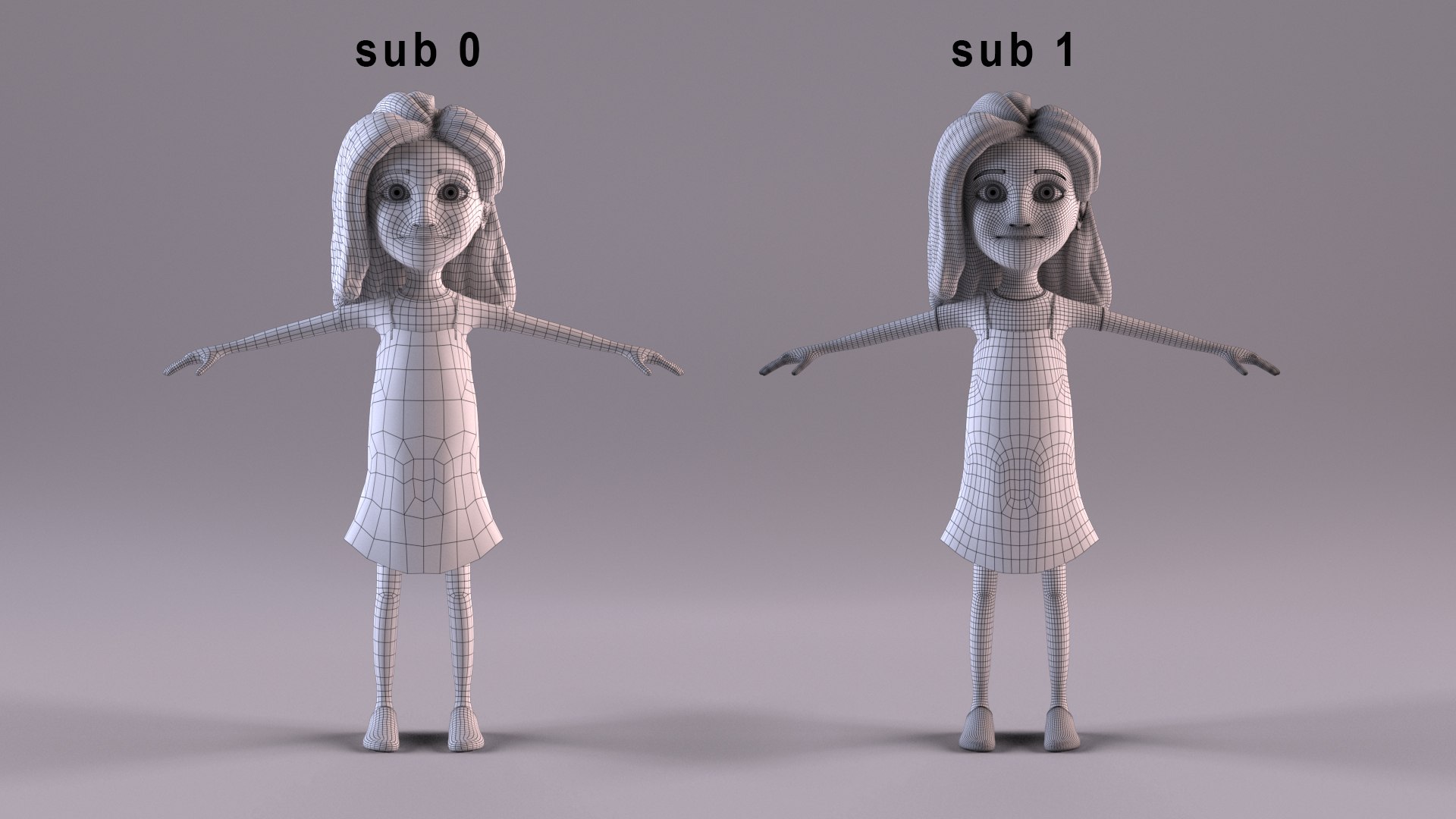 3D Cartoon Girl - No Rig Model - TurboSquid 2179374
