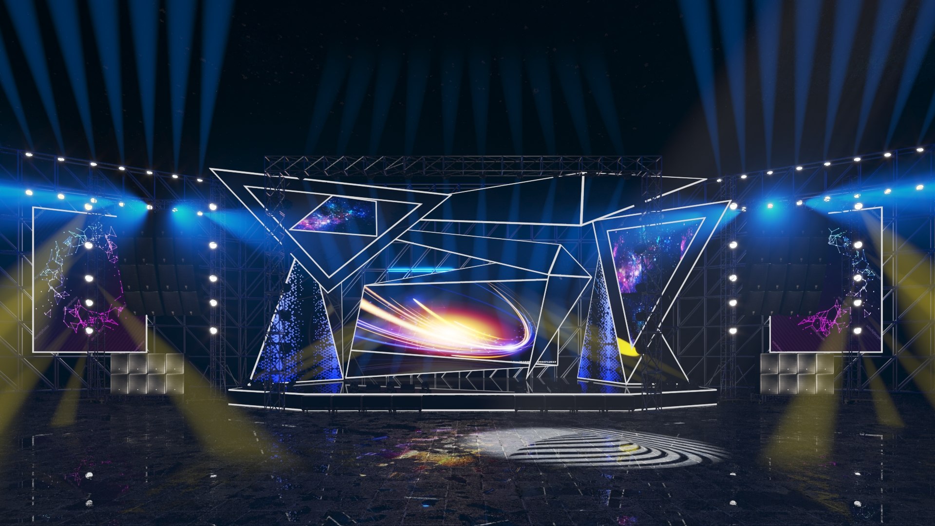 Virtual Stage Truss Meeting Hall Wedding Show Concert V34 3D Model ...