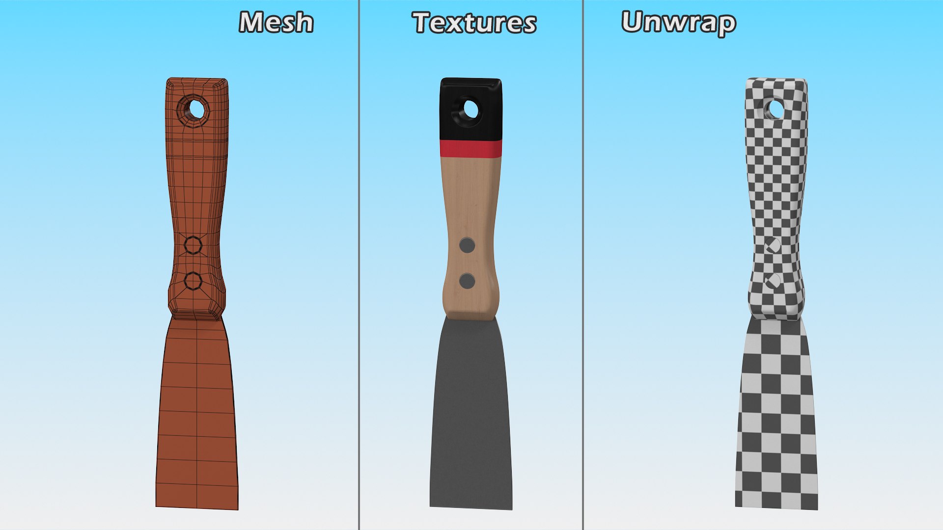 Scraper One And Half Inch Wood Handle 3D Model - TurboSquid 1941659