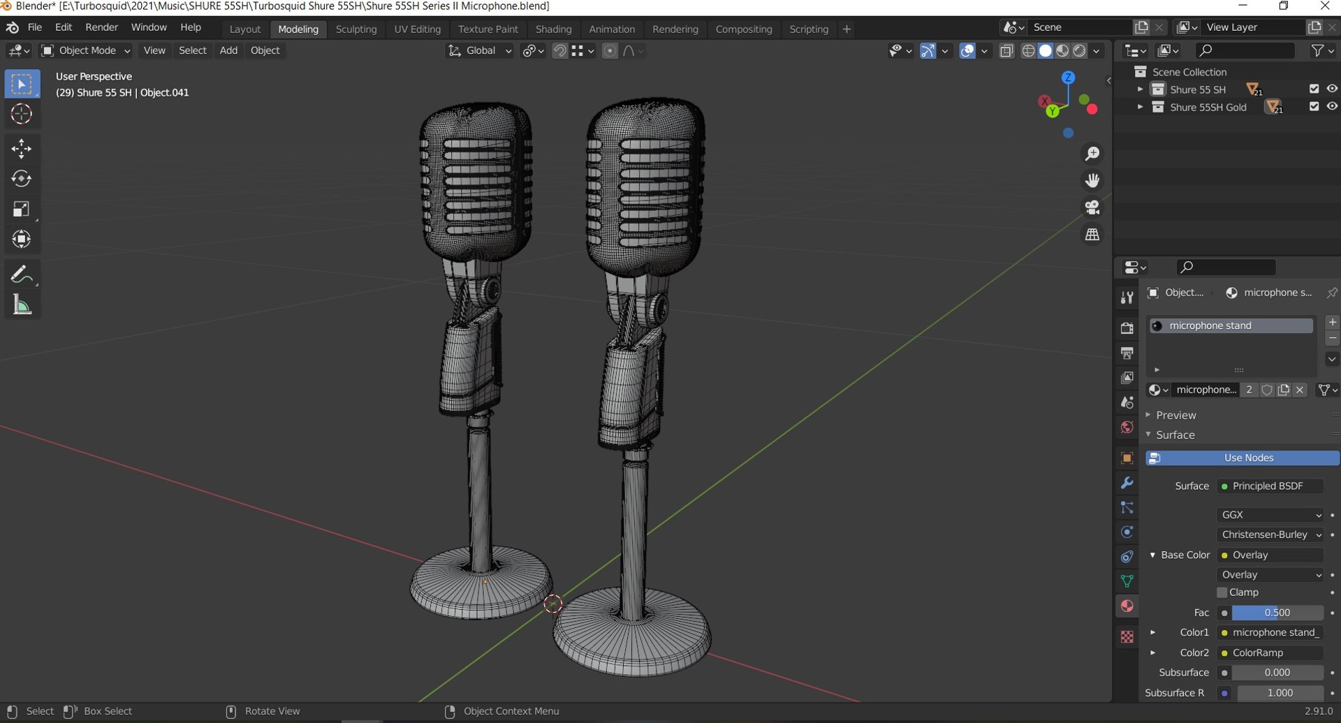 3D Shure 55SH Series II Microphone model - TurboSquid 1772410