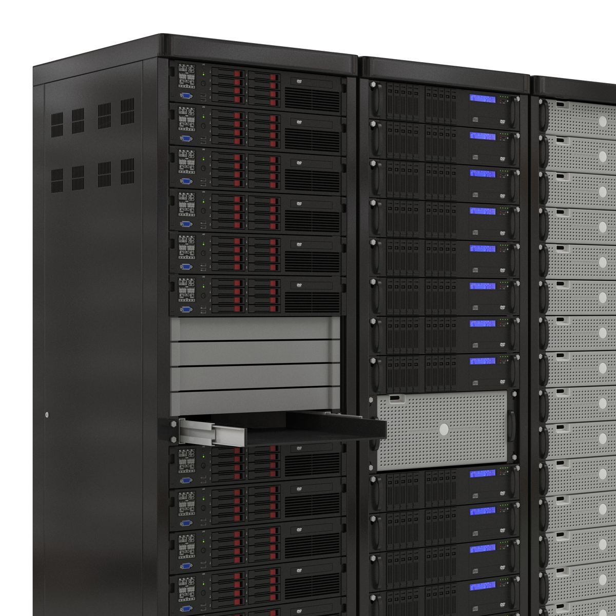 3d model generic server racks set