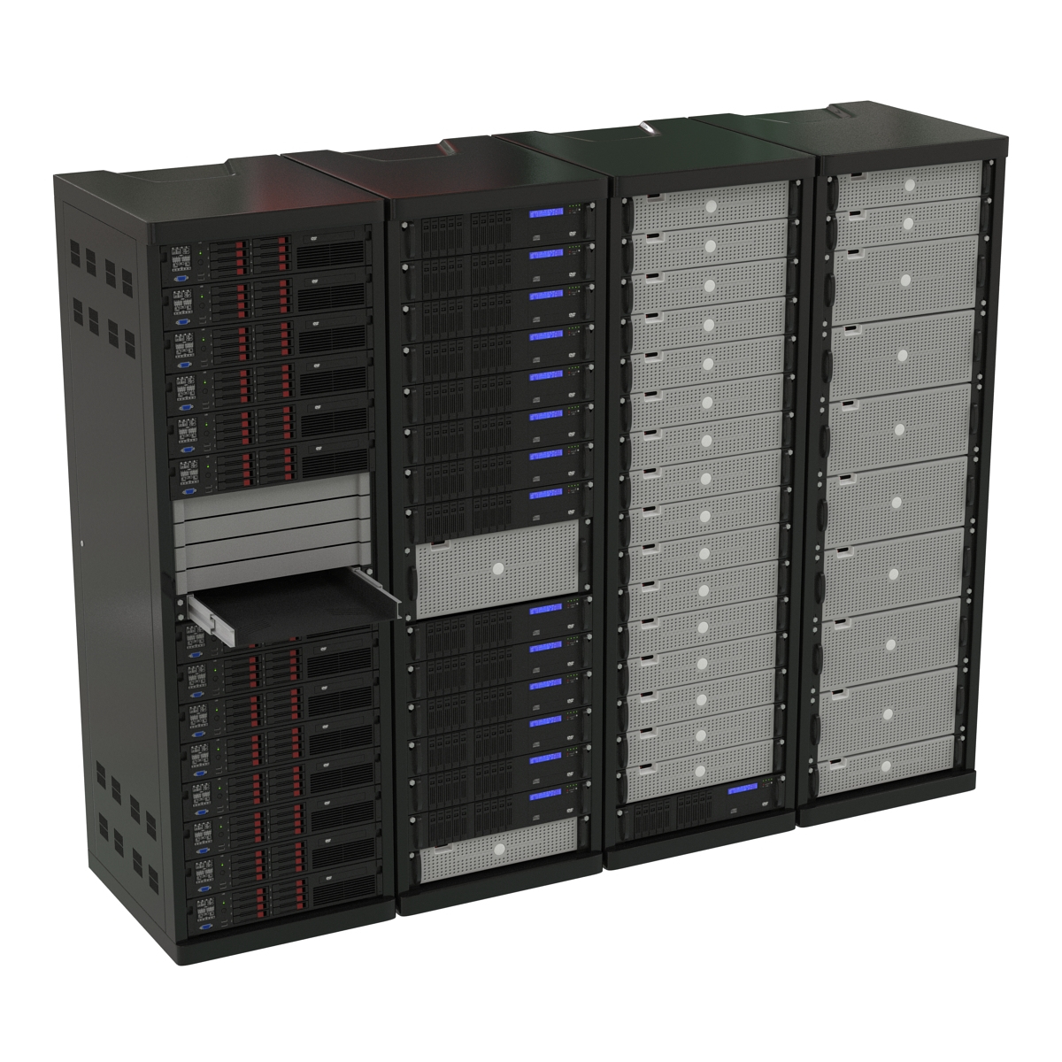3d model generic server racks set
