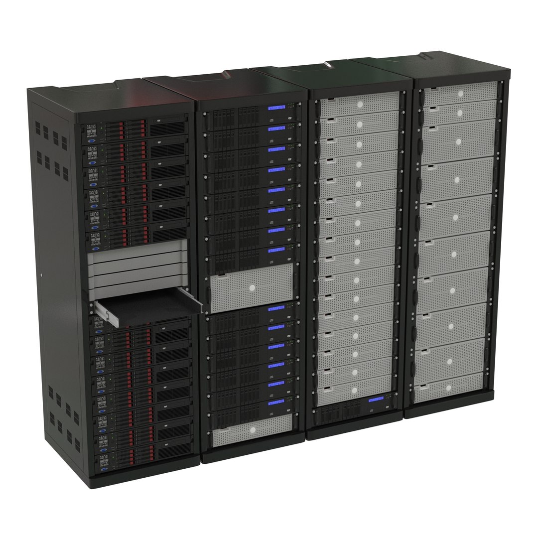 3d model generic server racks set