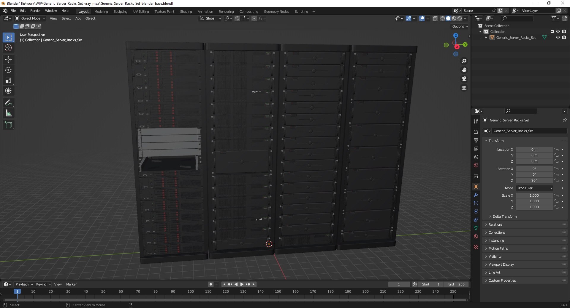 3d model generic server racks set
