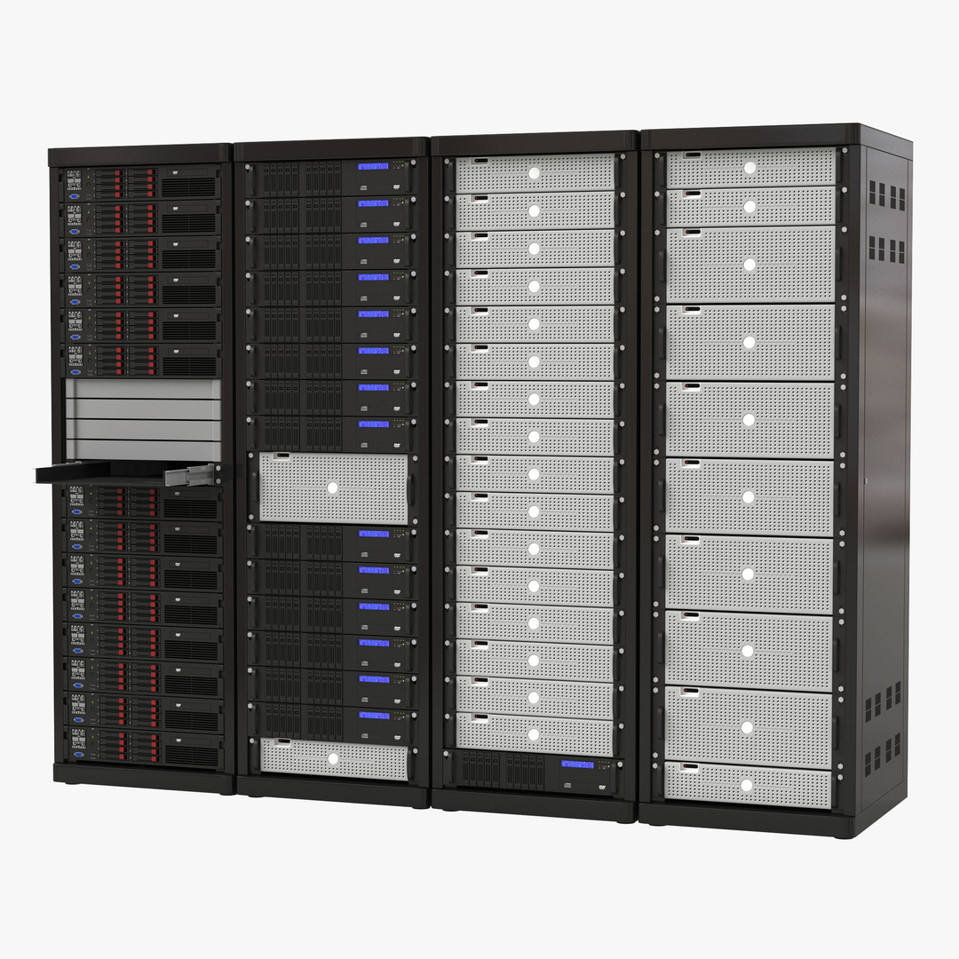 3d model generic server racks set