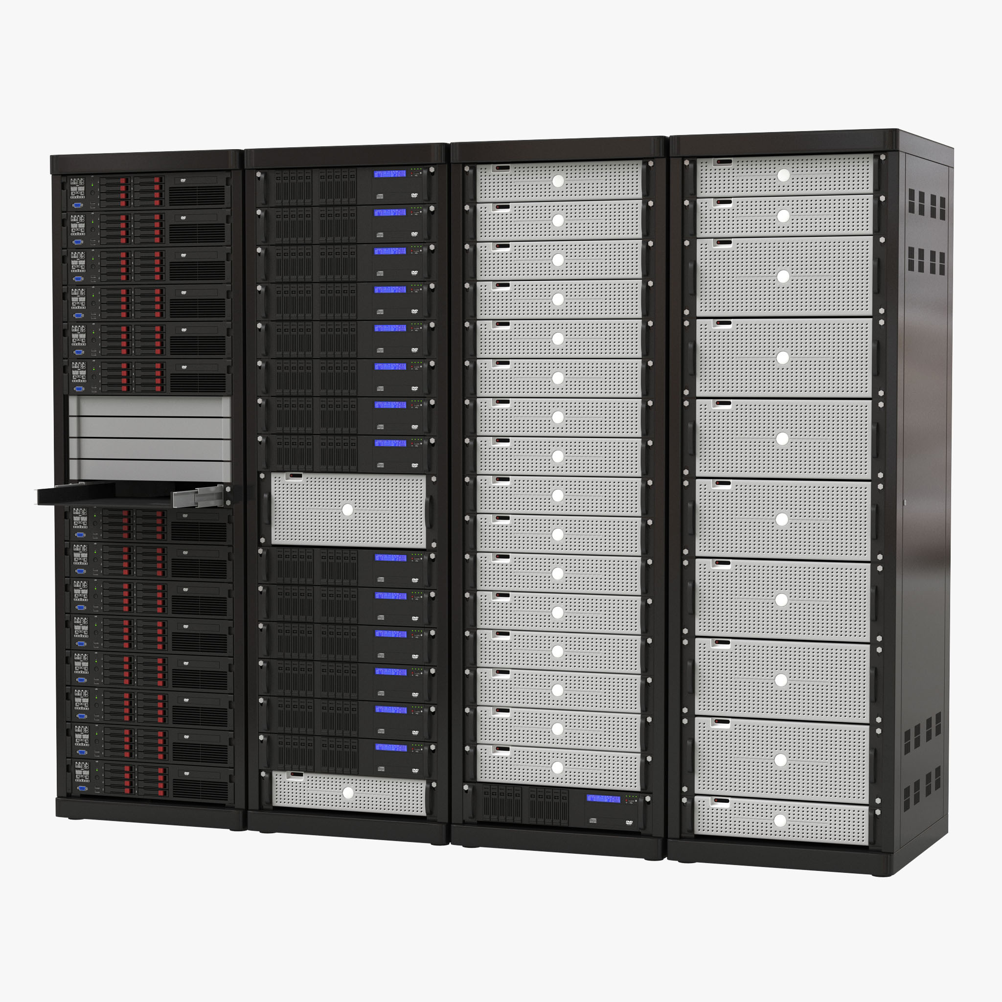 3d model generic server racks set