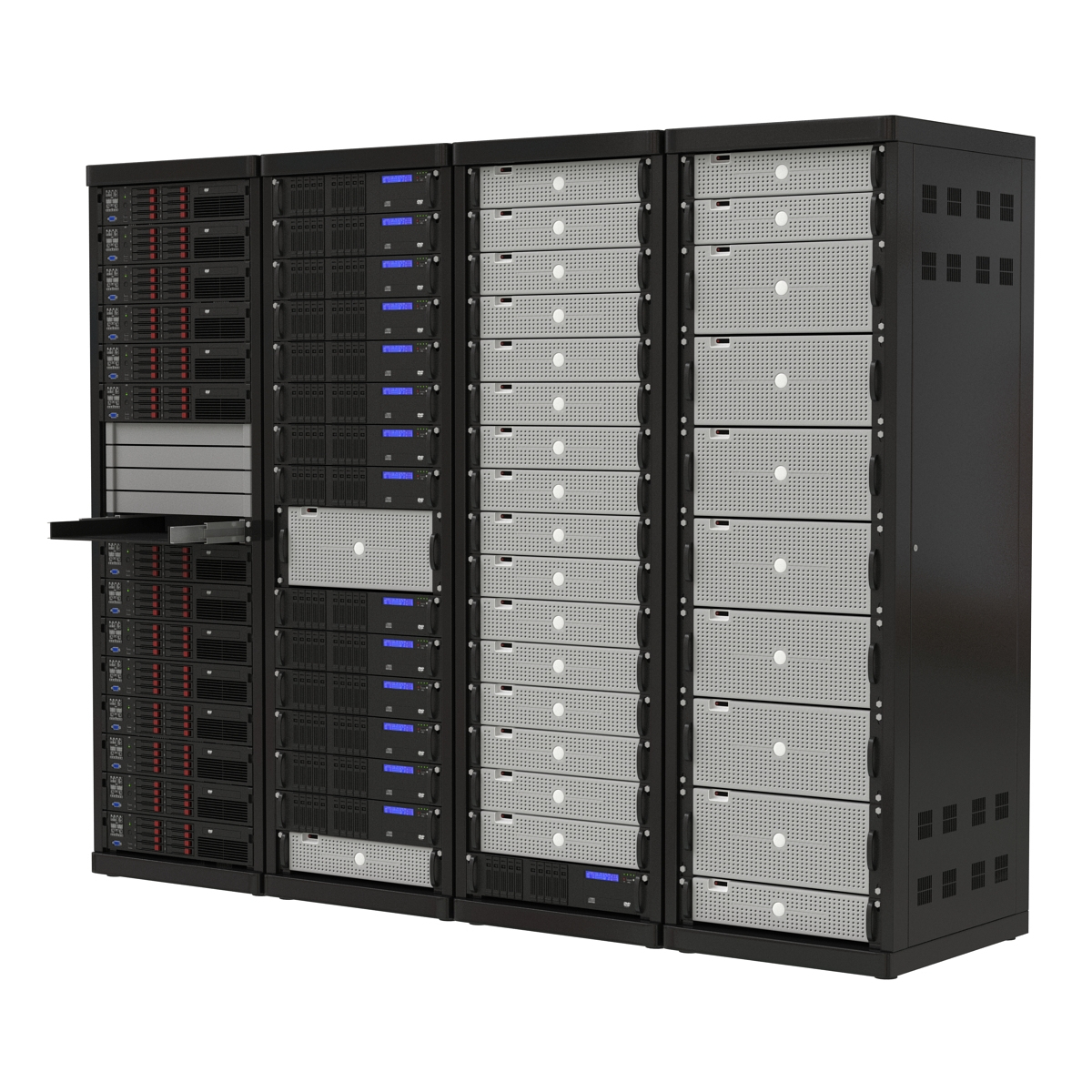 3d model generic server racks set