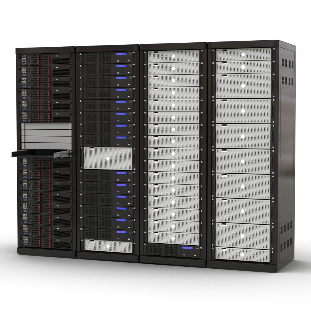 3d model generic server racks set