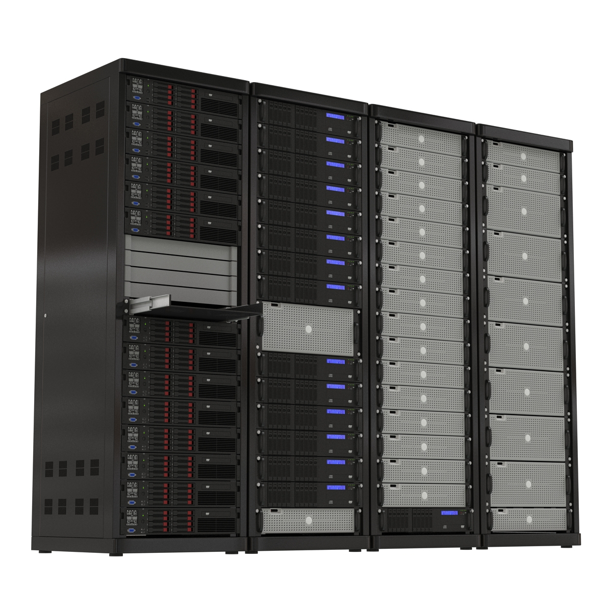 3d model generic server racks set