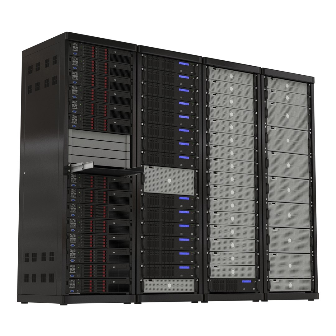 3d model generic server racks set